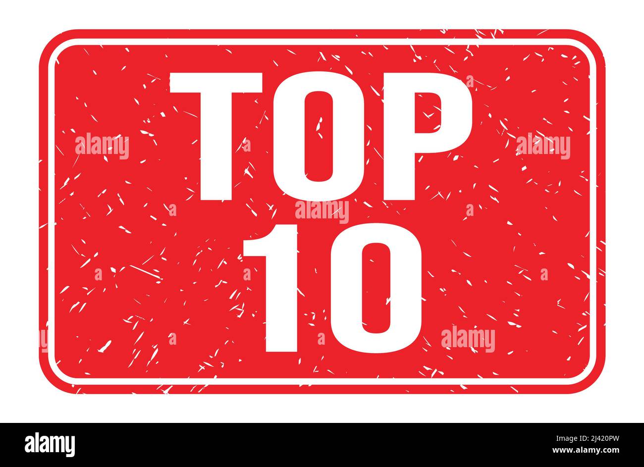 TOP 10, words written on red rectangle stamp sign Stock Photo - Alamy