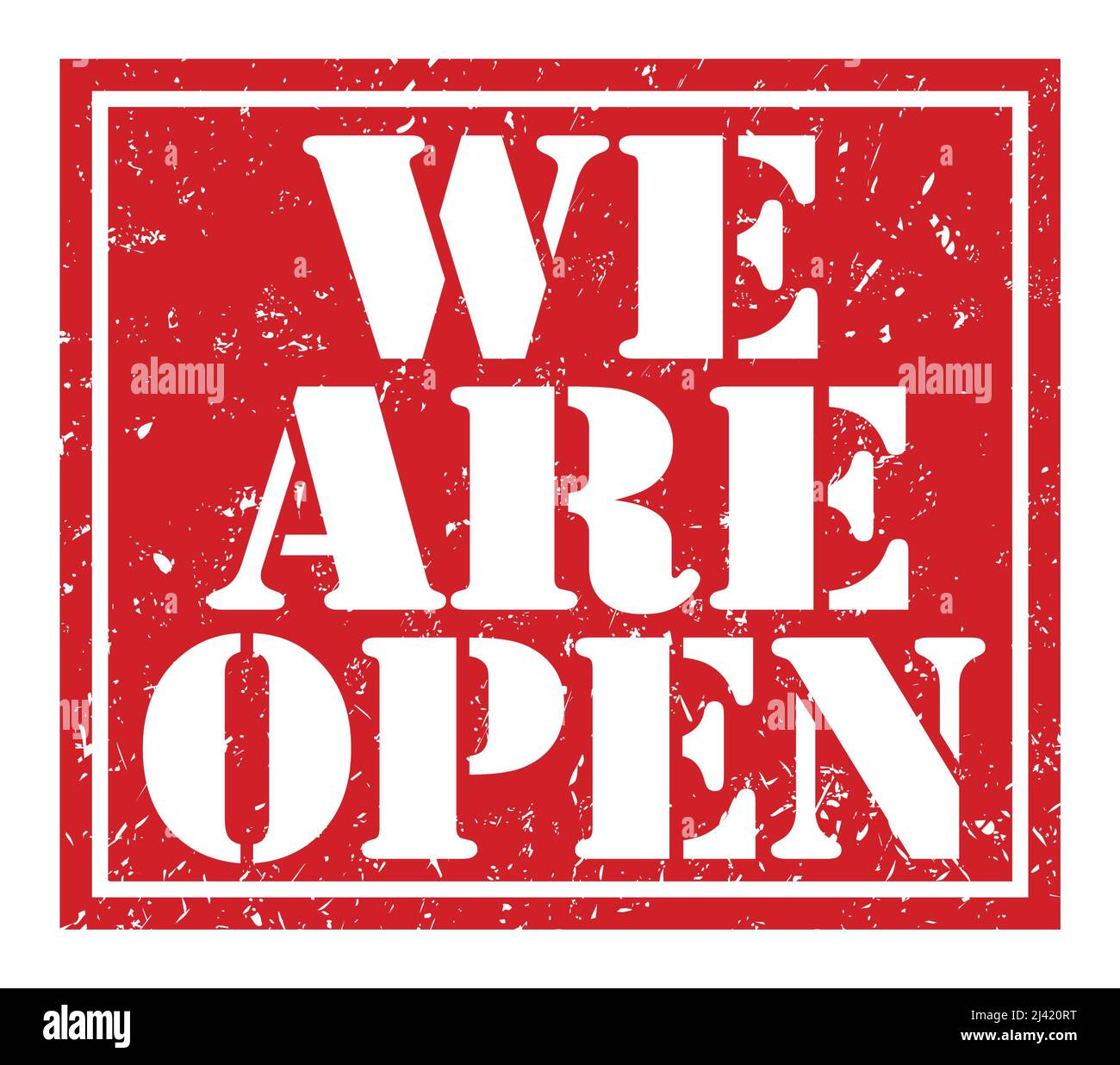 WE ARE OPEN, words written on red stamp sign Stock Photo - Alamy
