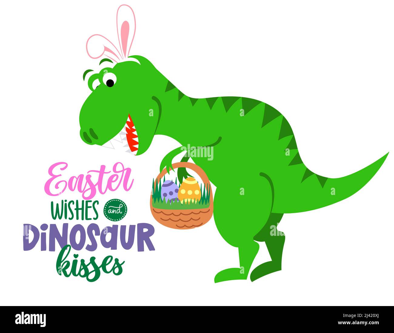 Easter wishes and dinosaur kisses - funny hand drawn doodle, cartoon ...