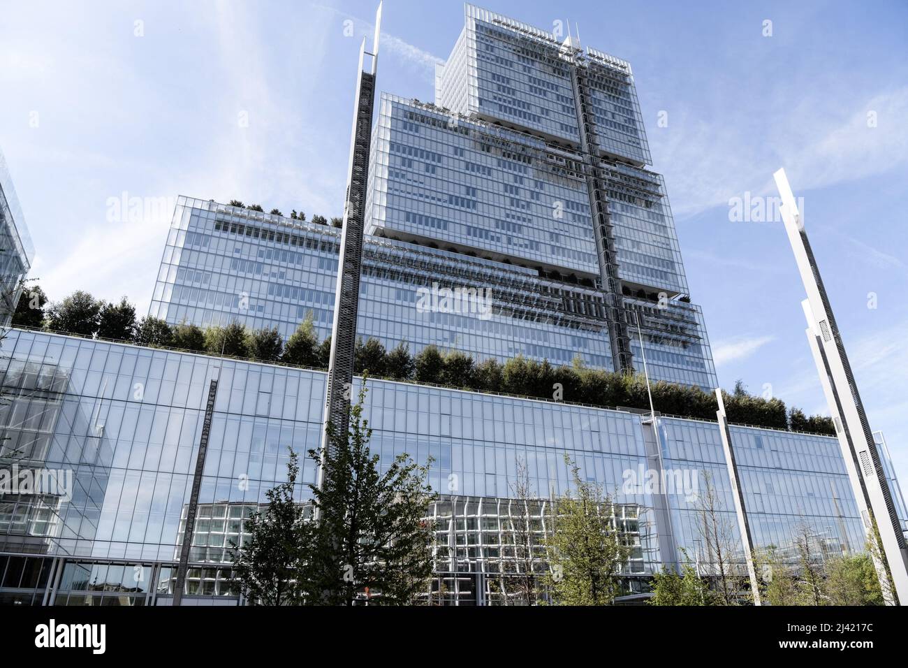 This photograph shows the building of the Tribunal de Justice of Paris ...