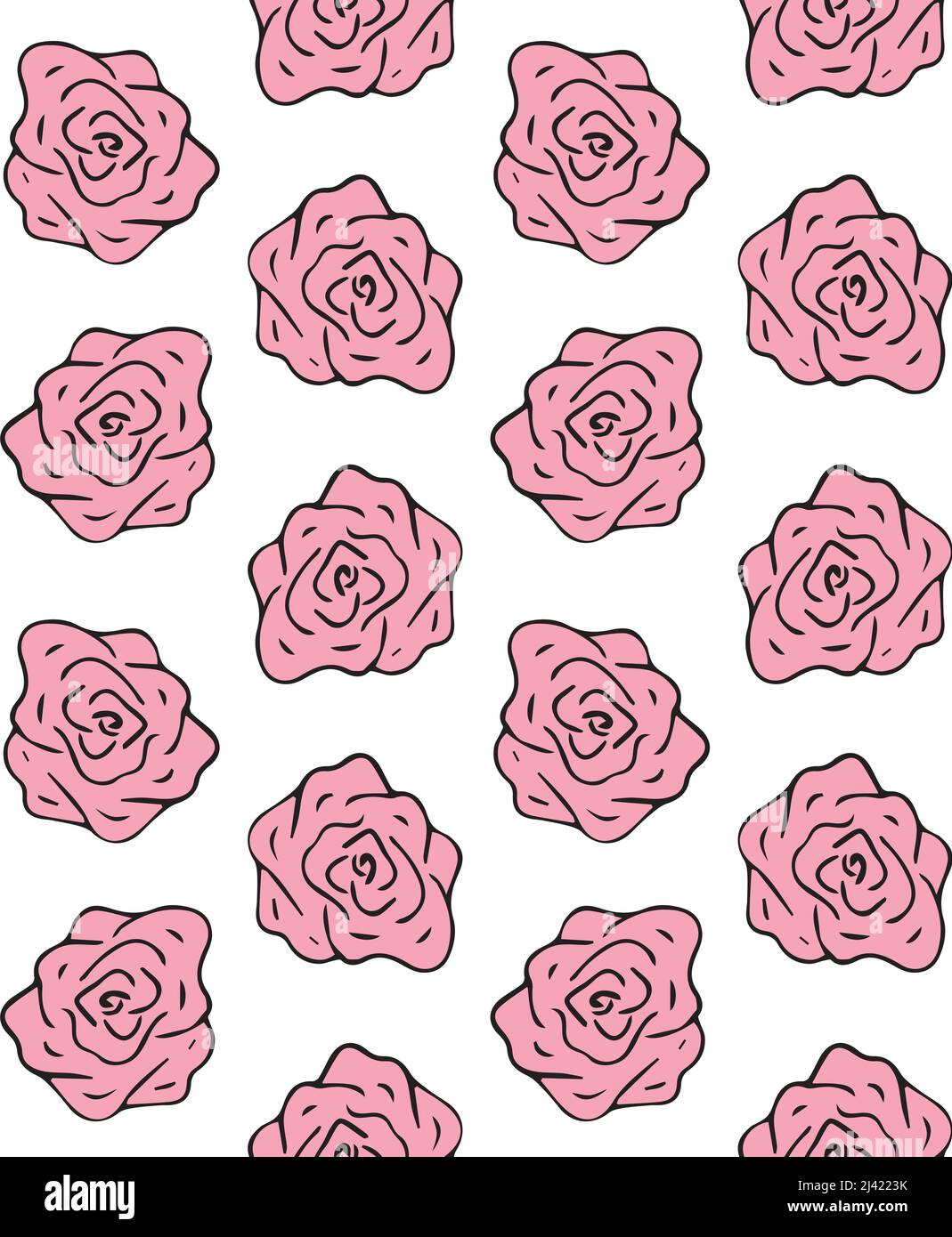 Vector seamless pattern of hand drawn doodle sketch rose flower ...