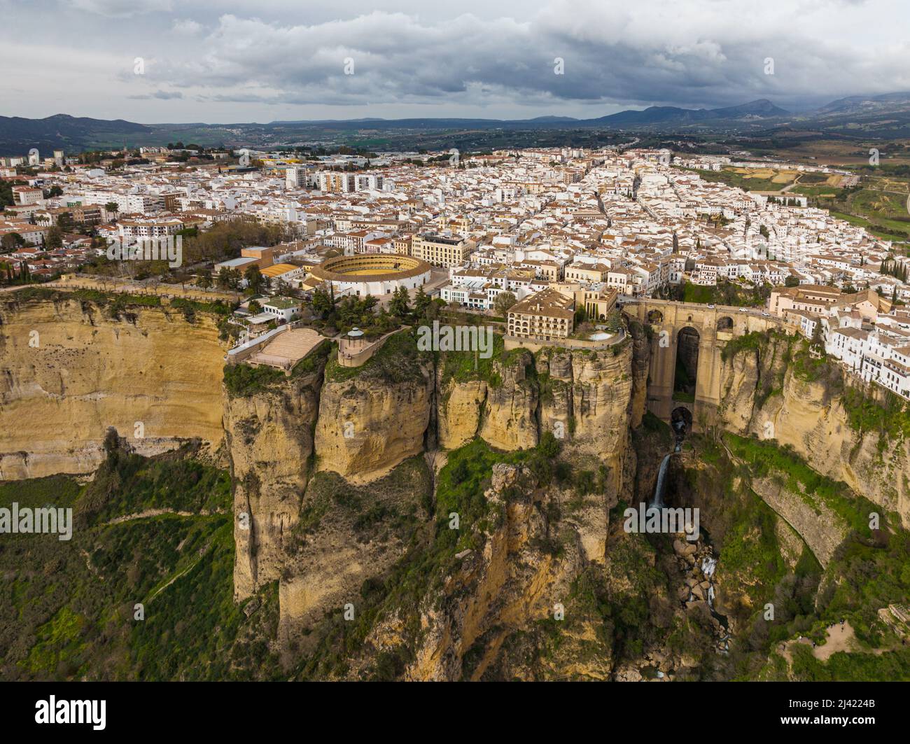 Aerial view of the New Bridge and the city of Ronda, Spain Stock Photo ...