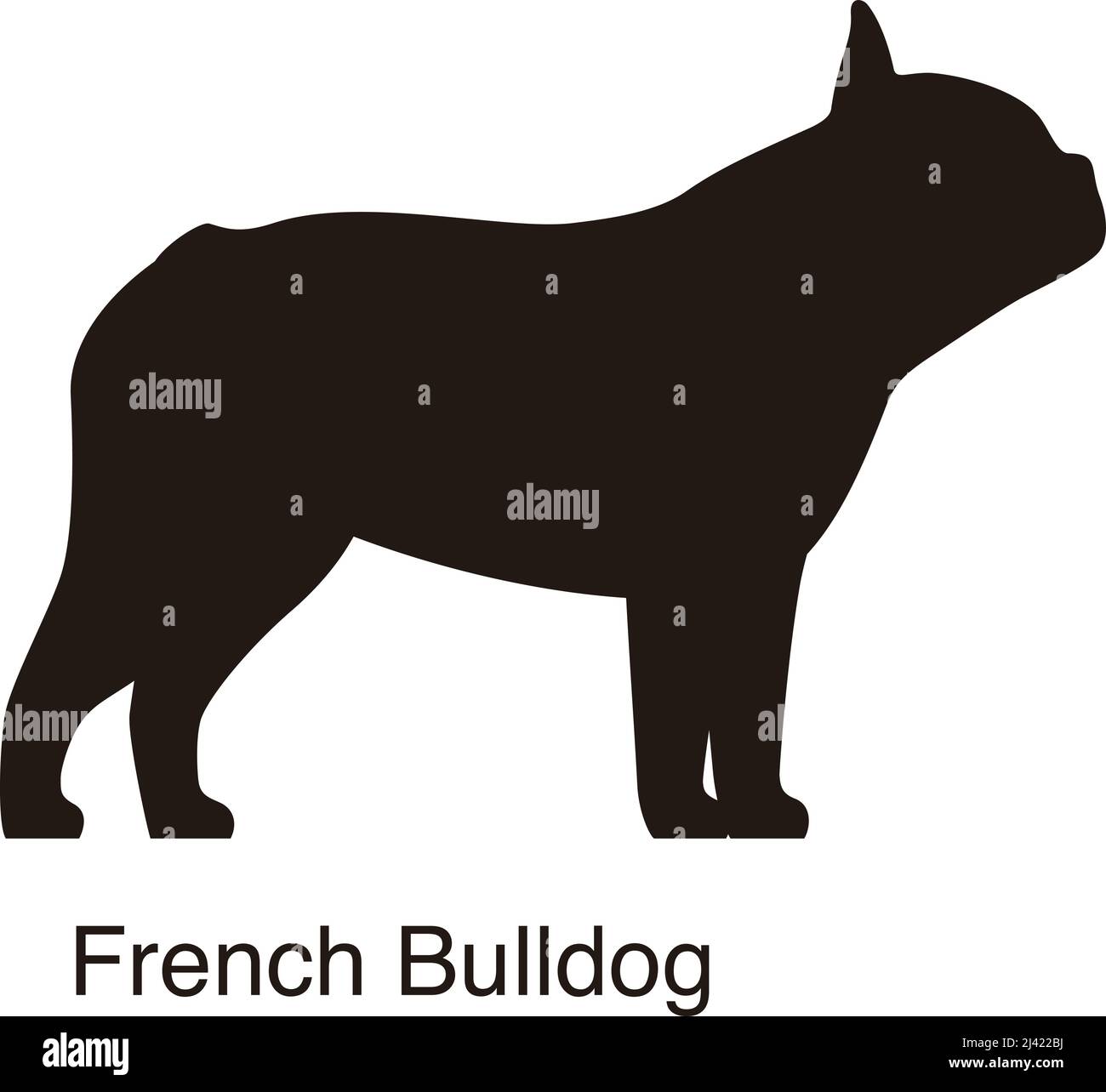 French Bulldog dog silhouette, side view, vector illustration Stock ...
