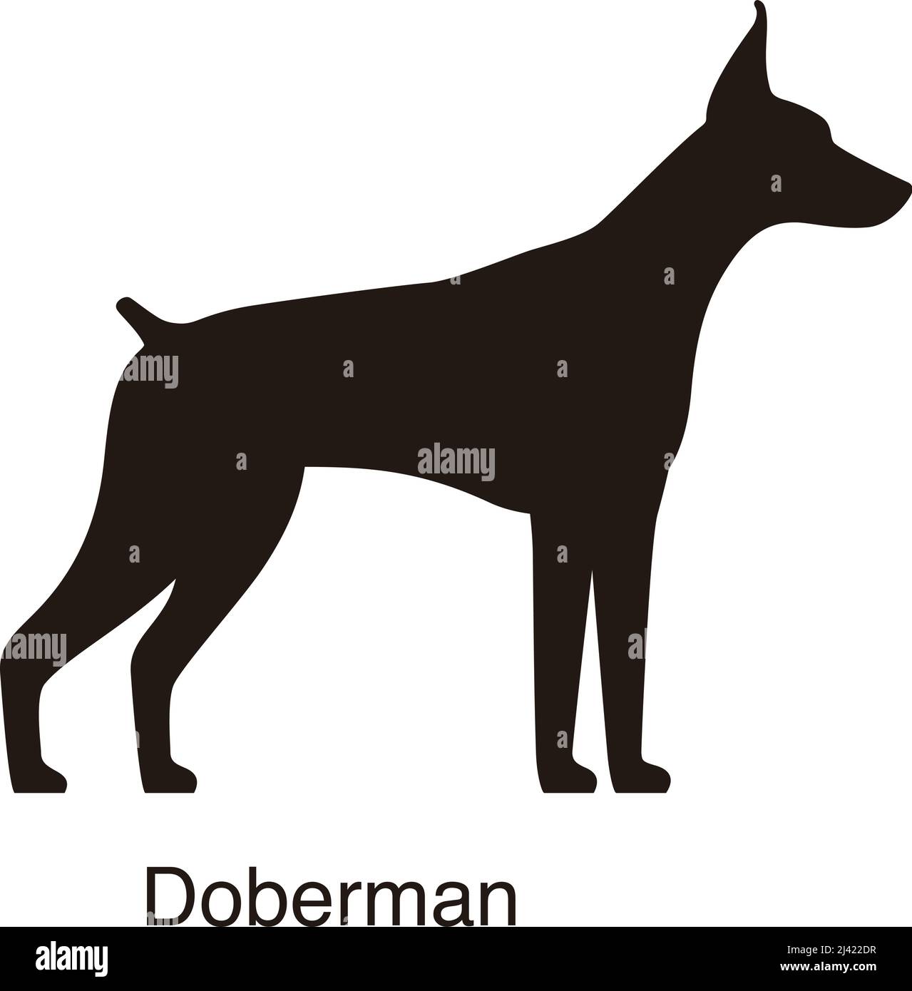Doberman dog silhouette, side view, vector illustration Stock Vector ...
