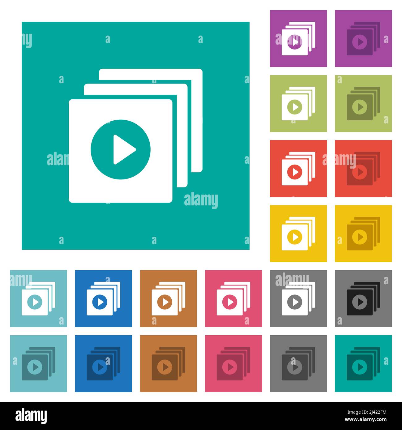 Play files solid multi colored flat icons on plain square backgrounds ...