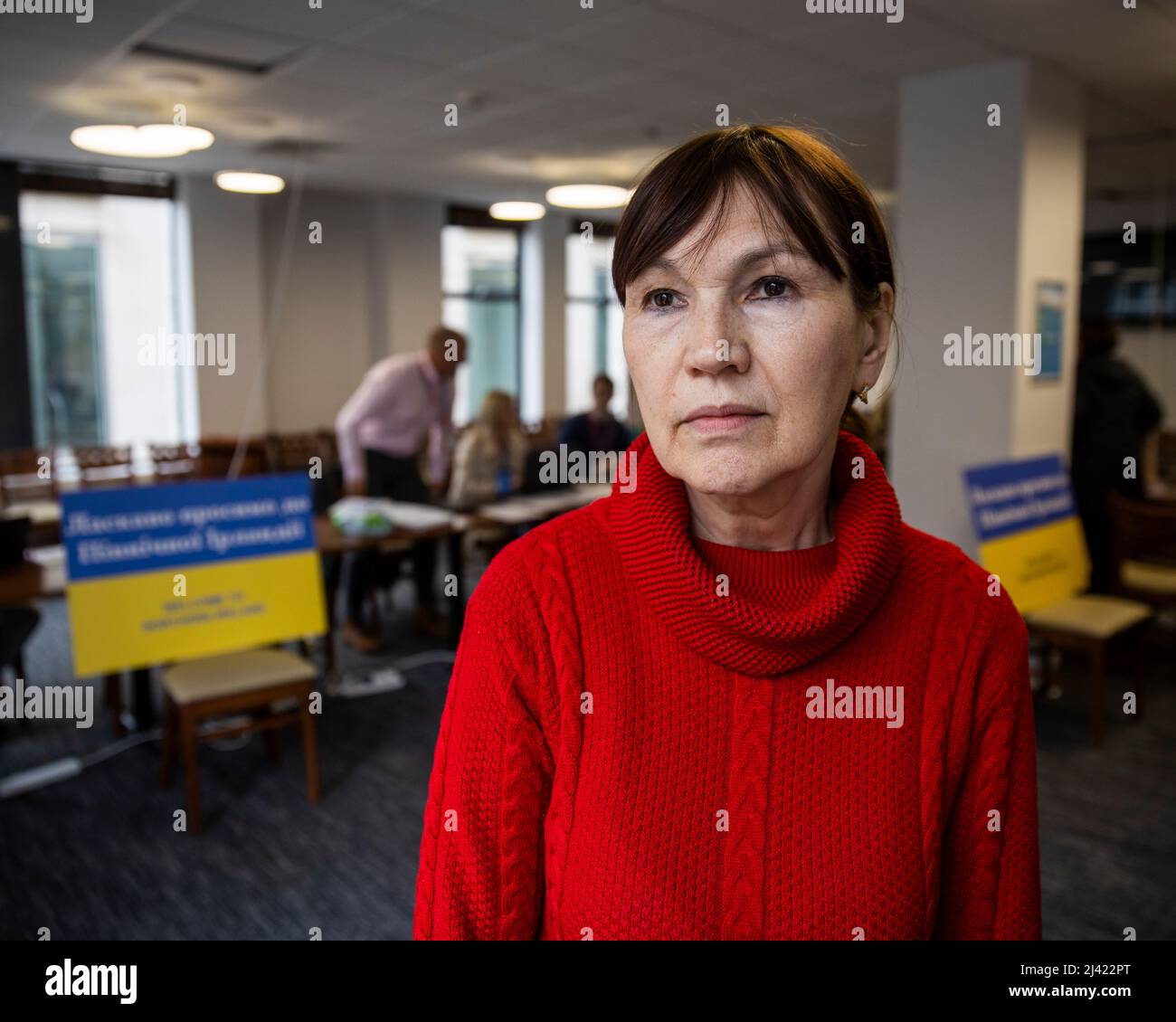 Volunteer Ukrainian interpreter Galyna Valvenkina from Zhytomyr in ...