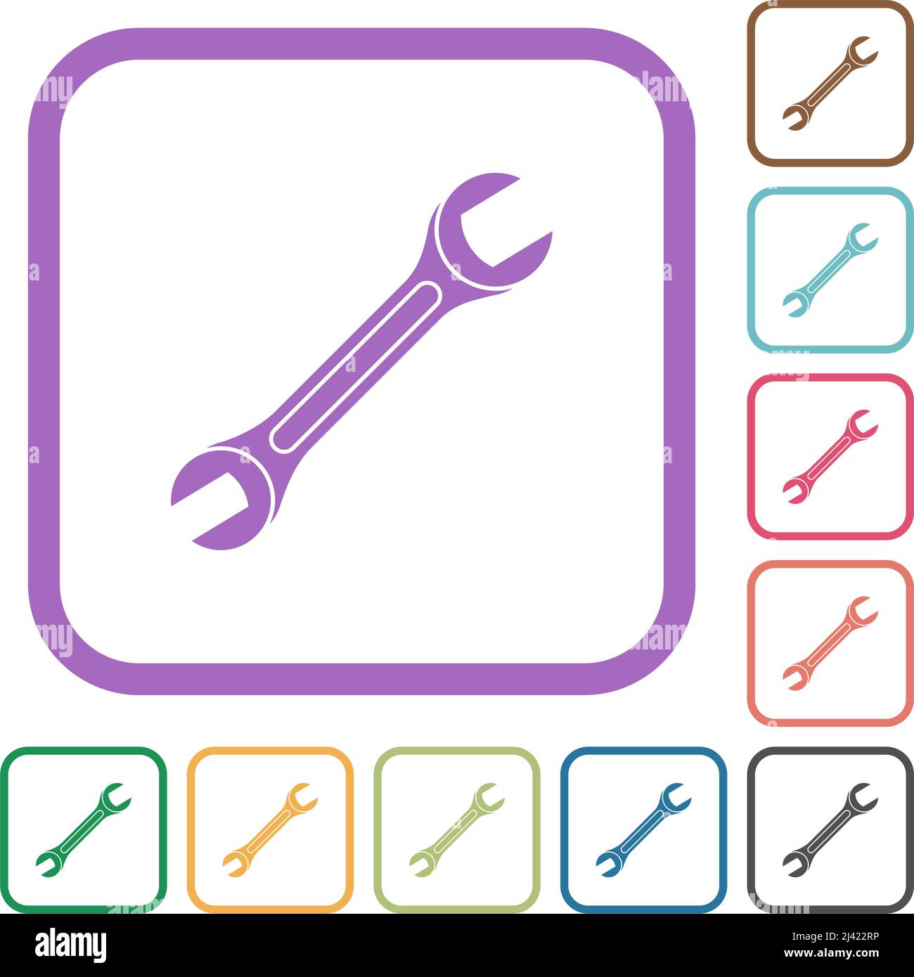 Single wrench simple icons in color rounded square frames on white background Stock Vector Image ...