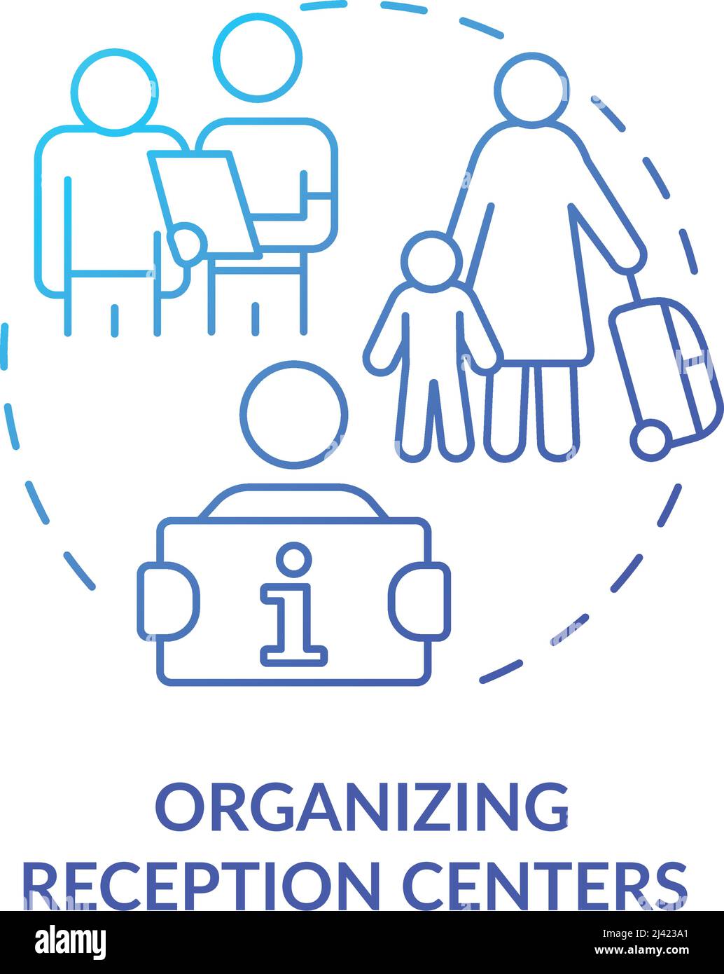 Organizing reception centers blue gradient concept icon Stock Vector ...