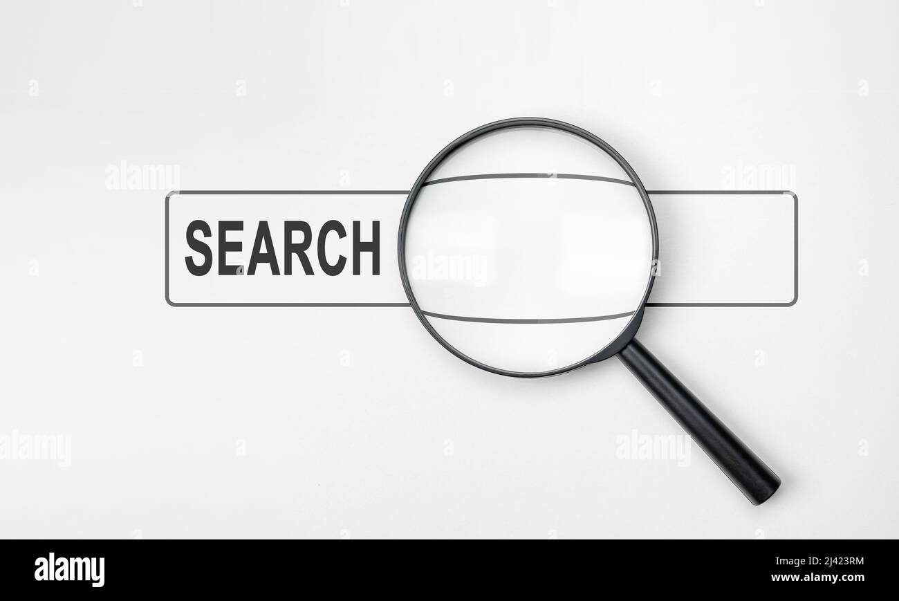 Magnifier glass with search bar icon for SEO or Search Engine ...