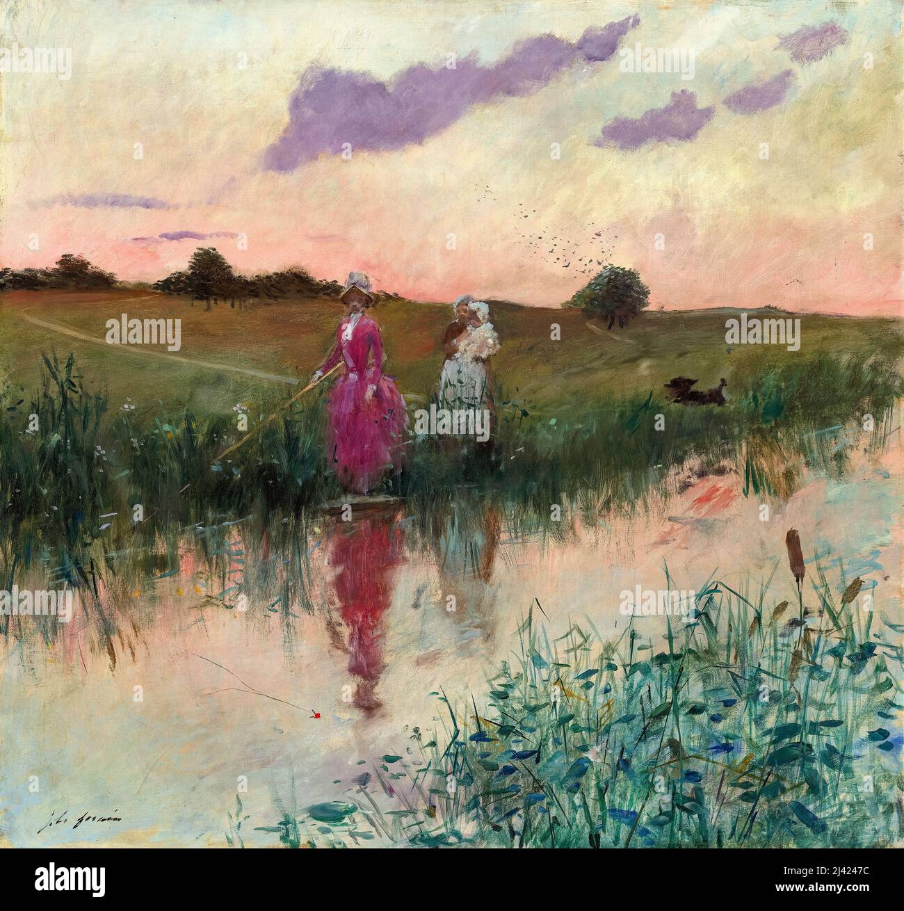 Jean-Louis Forain, The Artist’s Wife Fishing, painting 1896 Stock Photo ...