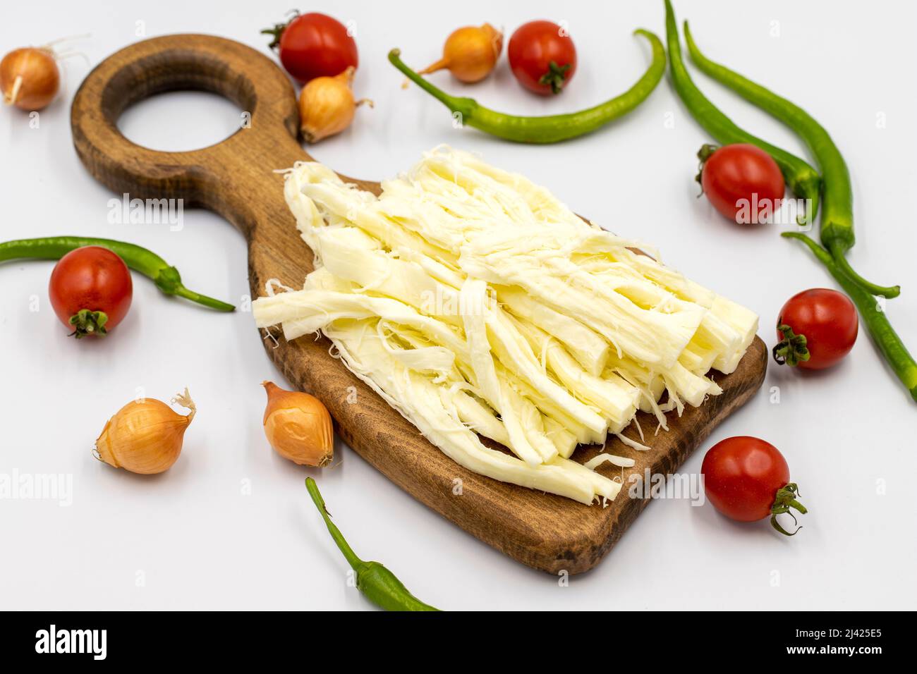 Cecil cheese or String cheese on a white background. Delicious ...