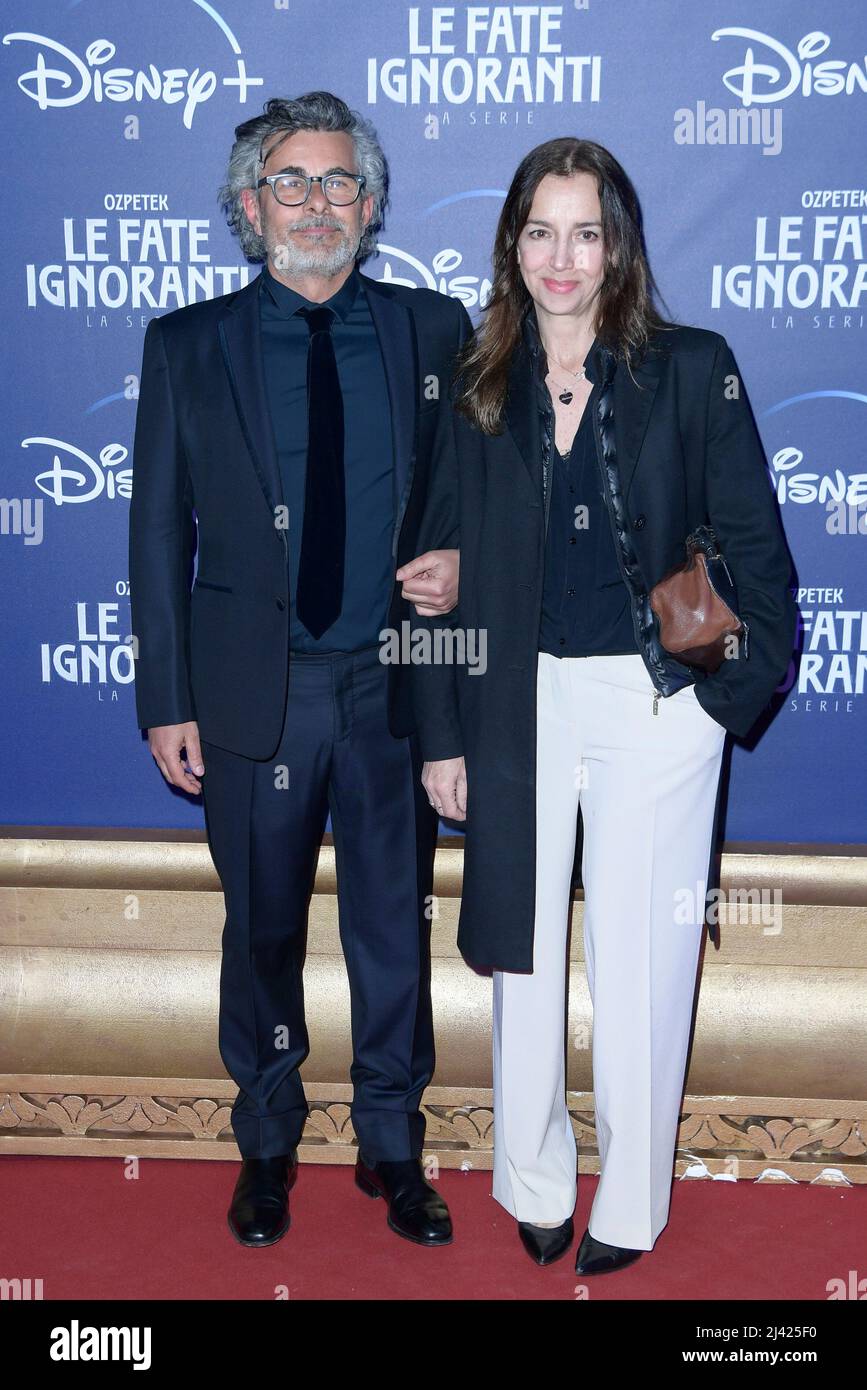 Paolo Genovese and wife Rizzo Federica attend the red carpet of the ...