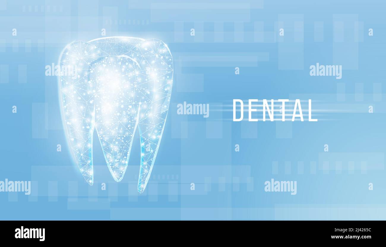 Tooth. Abstract wireframe low poly style banner. Dentistry services ...