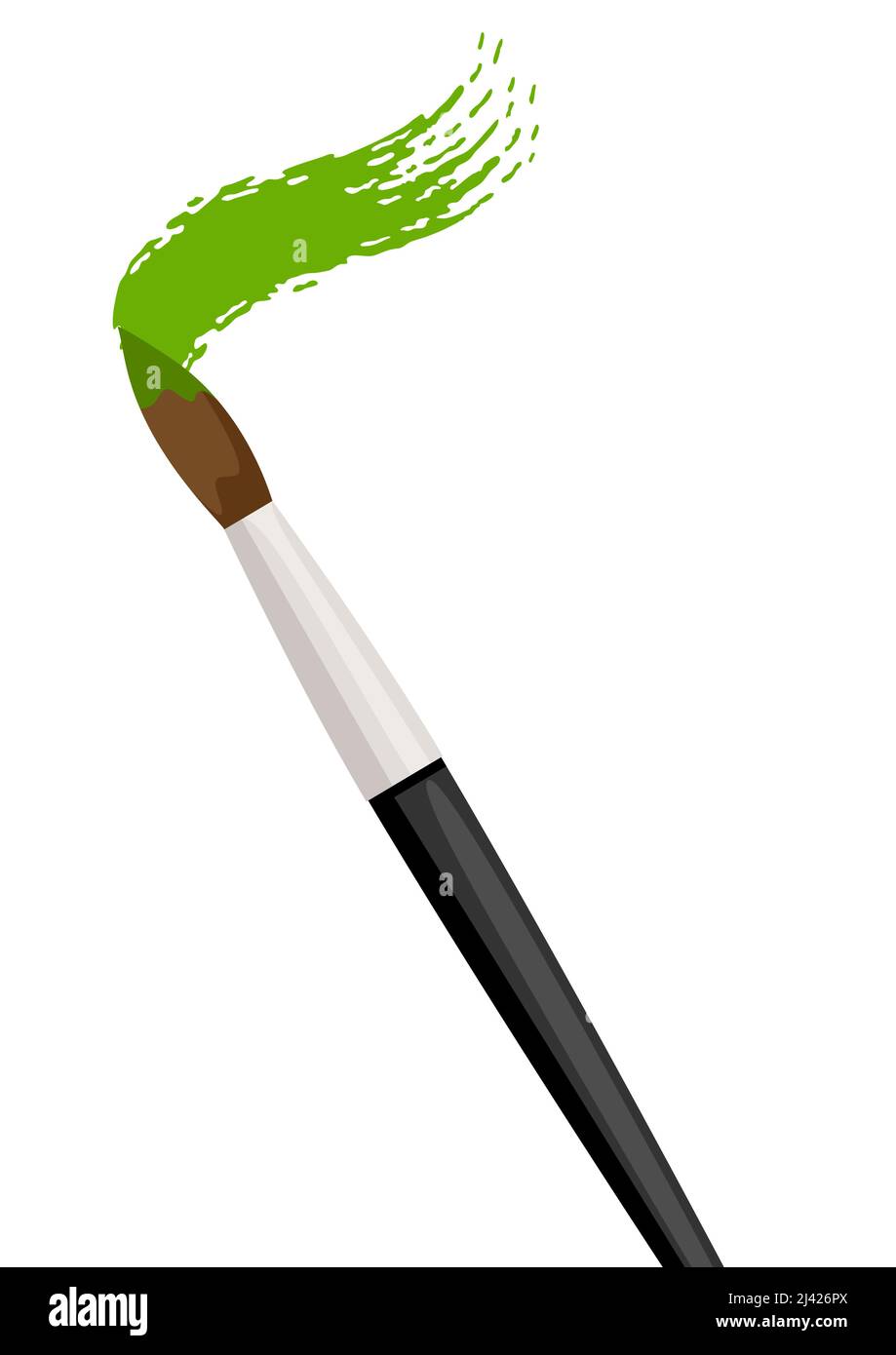 Illustration of paintbrush with paint stroke. Painter tool and material ...