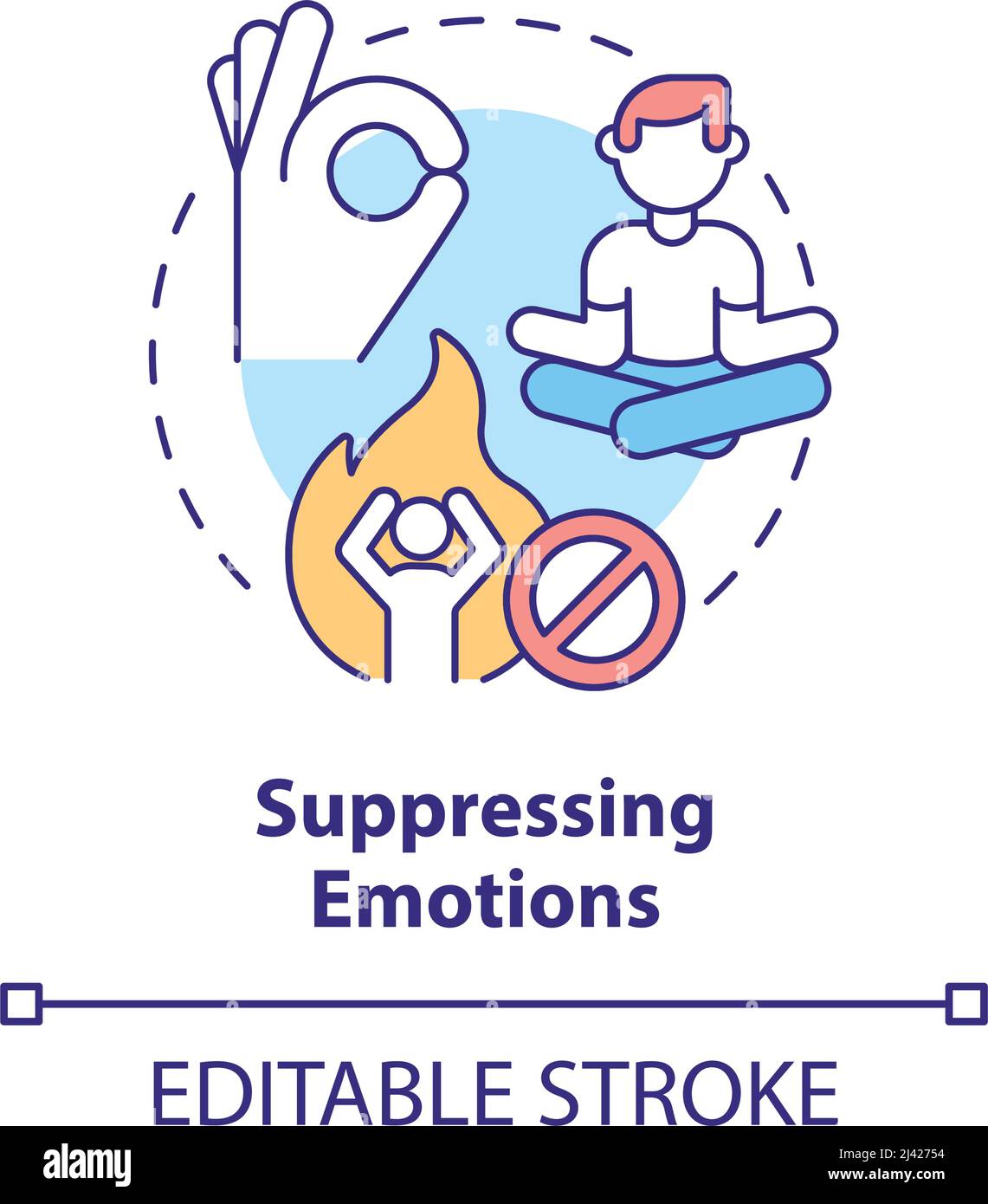 Suppressing emotions concept icon Stock Vector Image & Art - Alamy