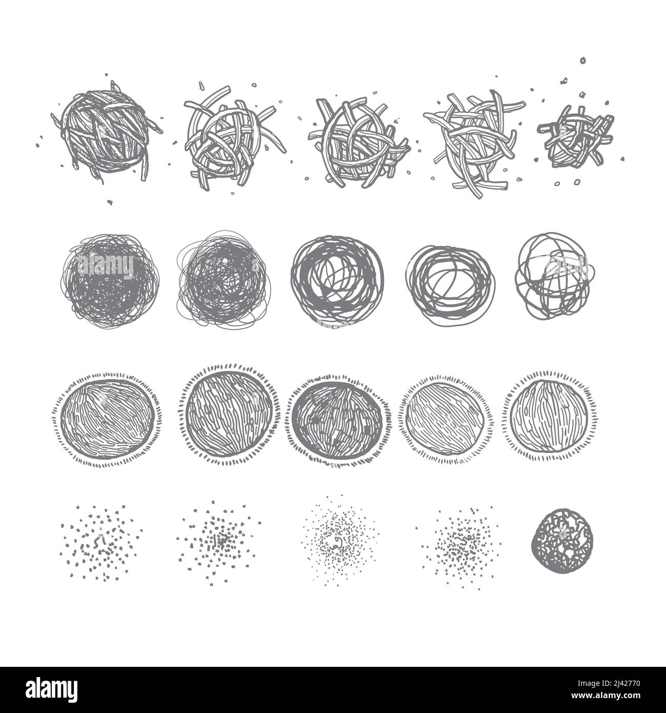 Hand drawn vector illustration of messy line. Doodle scribble chaos ...