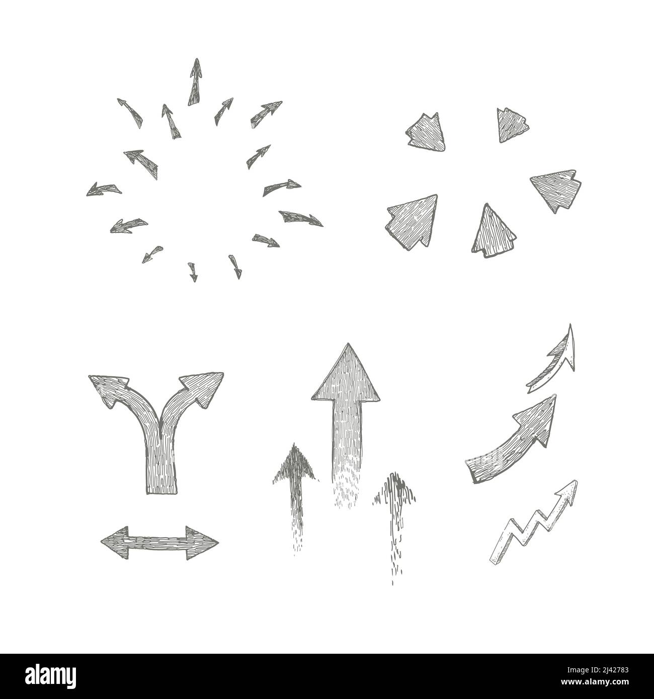 Hand drawn vector illustration of arrow set Stock Photo - Alamy