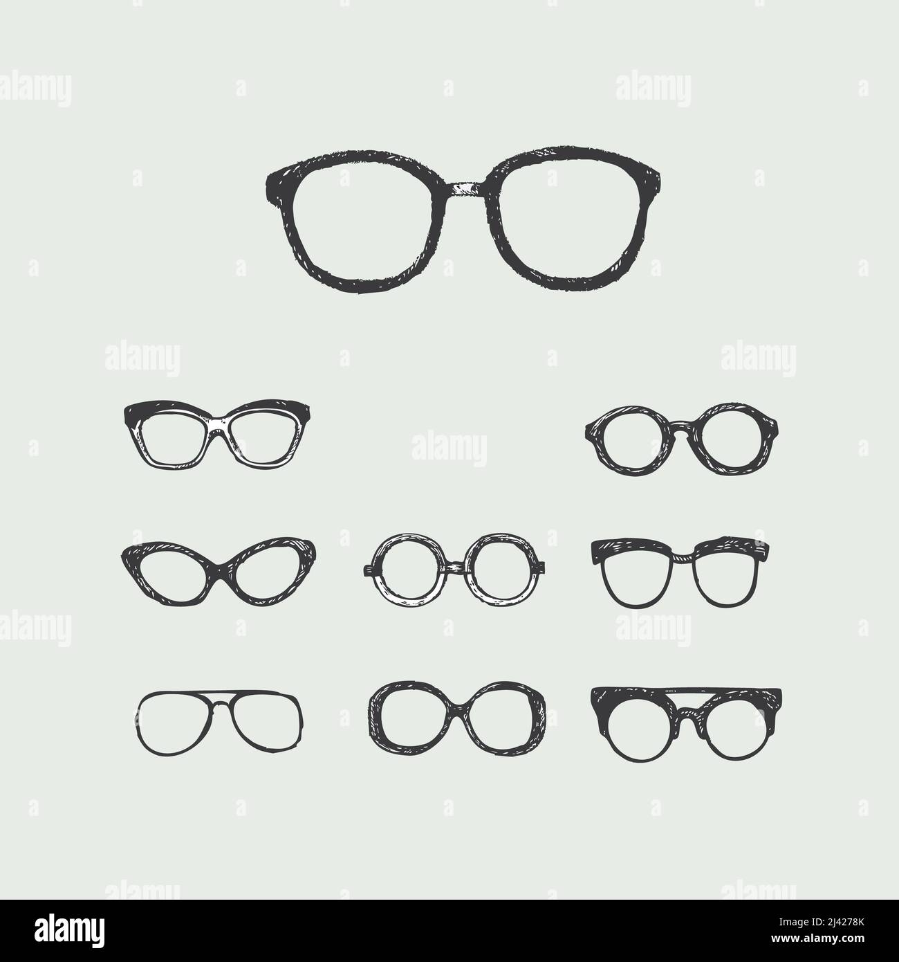 Set of glasses hand drawn vector illustration. Isolated Stock Photo - Alamy