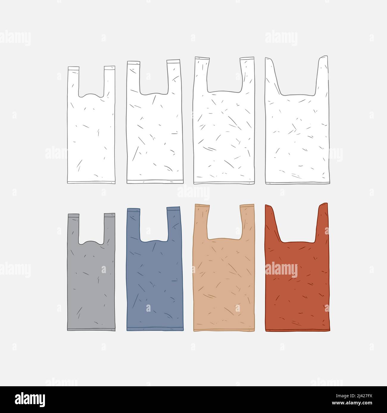 Hand drawn vector illustration of plastic bag set Stock Photo - Alamy