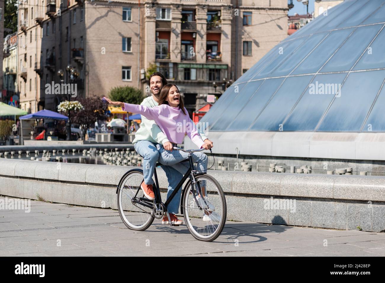 Excited man bicycle outdoors hi-res stock photography and images - Alamy