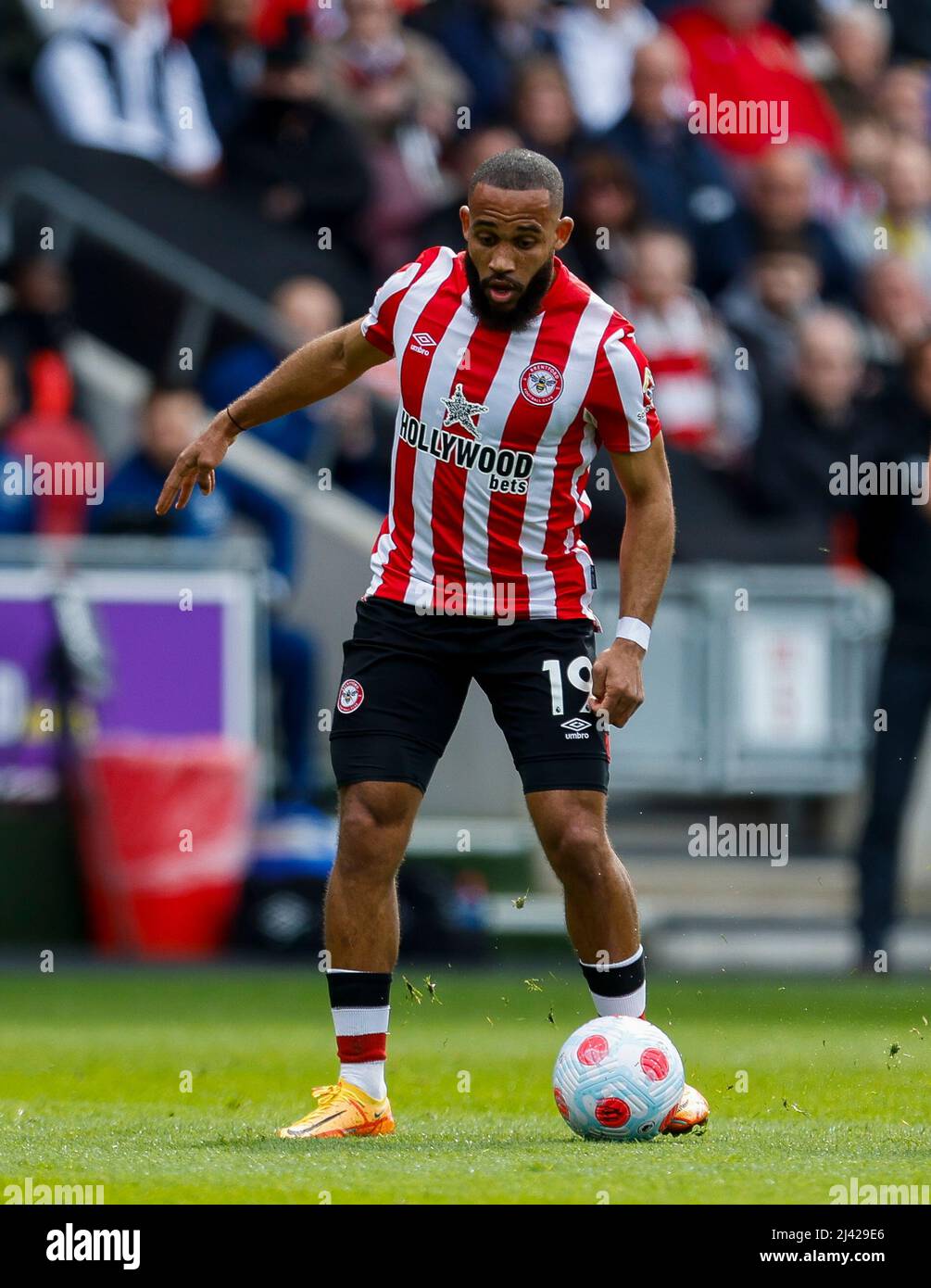 Brentford's Bryan Mbeumo in action during the Premier League match at ...