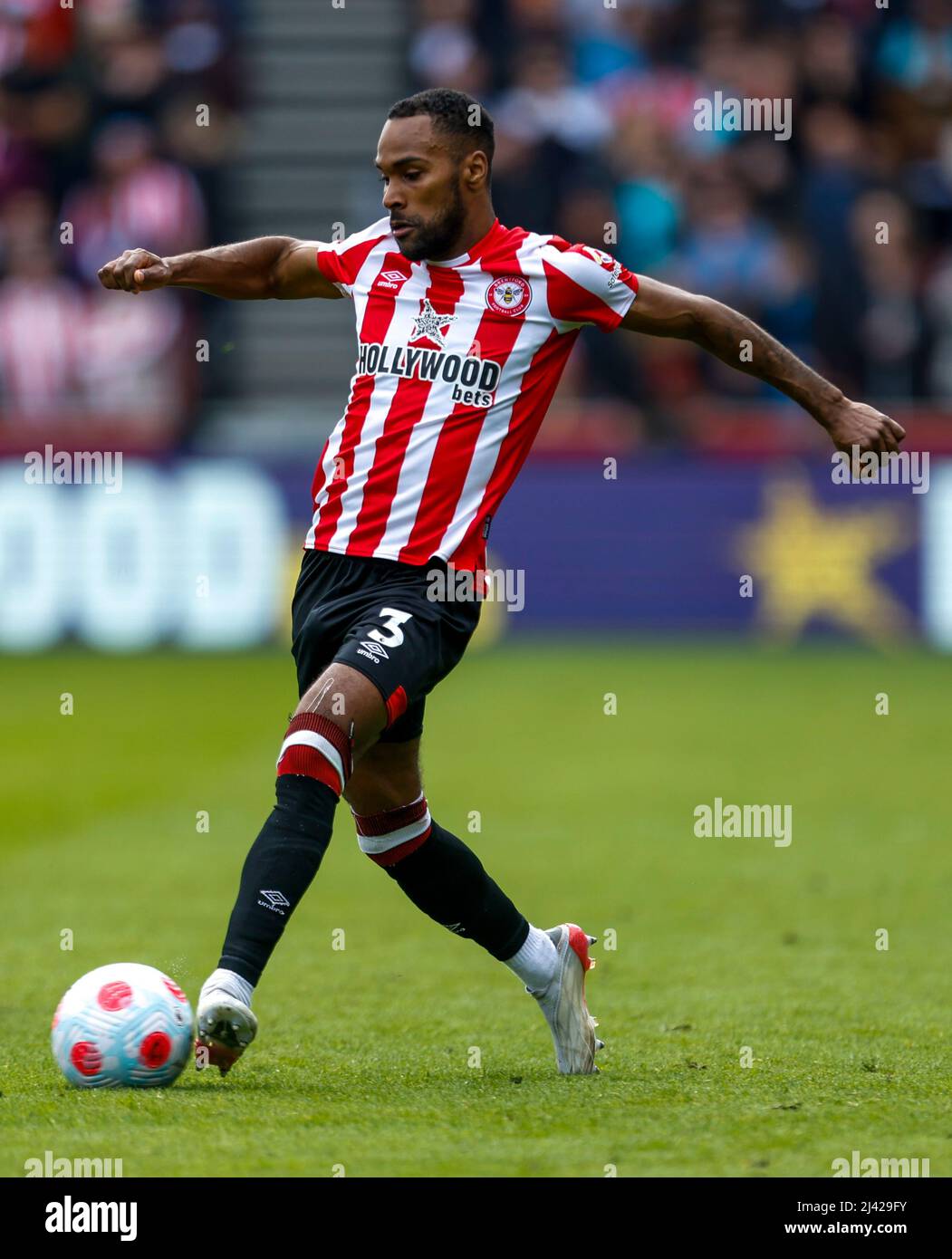 Brentford's Rico Henry in action during the Premier League match at the ...