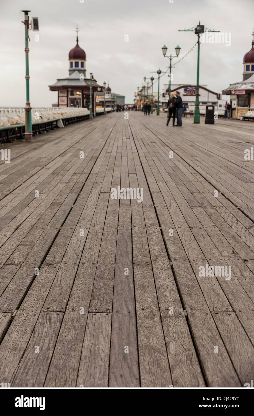 selective focus of wooden walk boards on a pier Stock Photo - Alamy