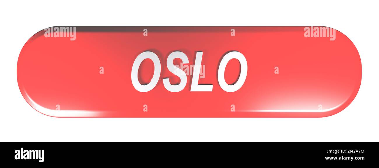 OSLO red rounded rectangle push button - 3D rendering illustration ...