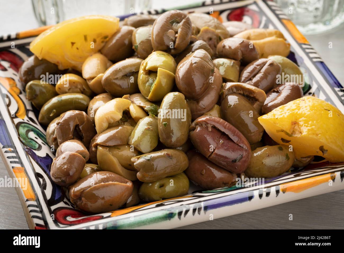 Dish of pitted olives hi-res stock photography and images - Alamy