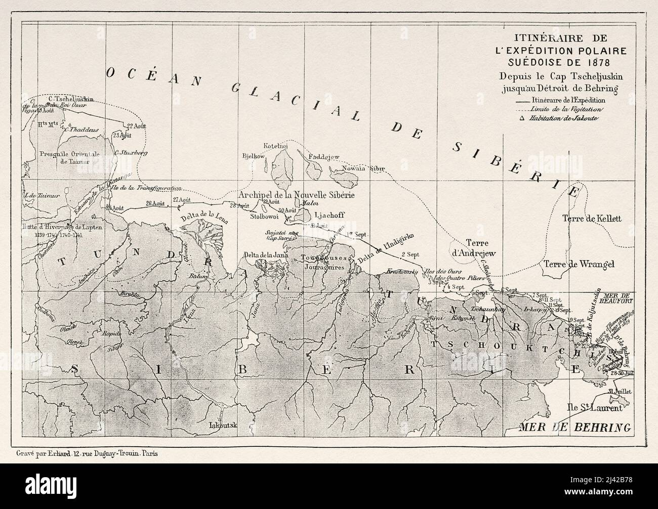 Map of the route of the Swedish polar expedition of 1878, from Cape ...