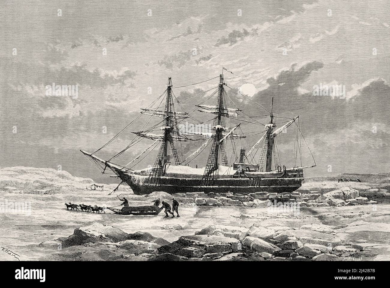 The SS Vega trapped in the ice. Arctic, Russia. The Voyage of La Vega ...