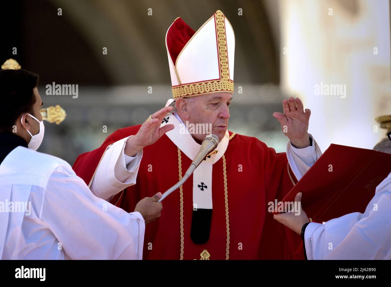 Pope Francis celebrates the Palm Sunday mass in St Peter's square on ...