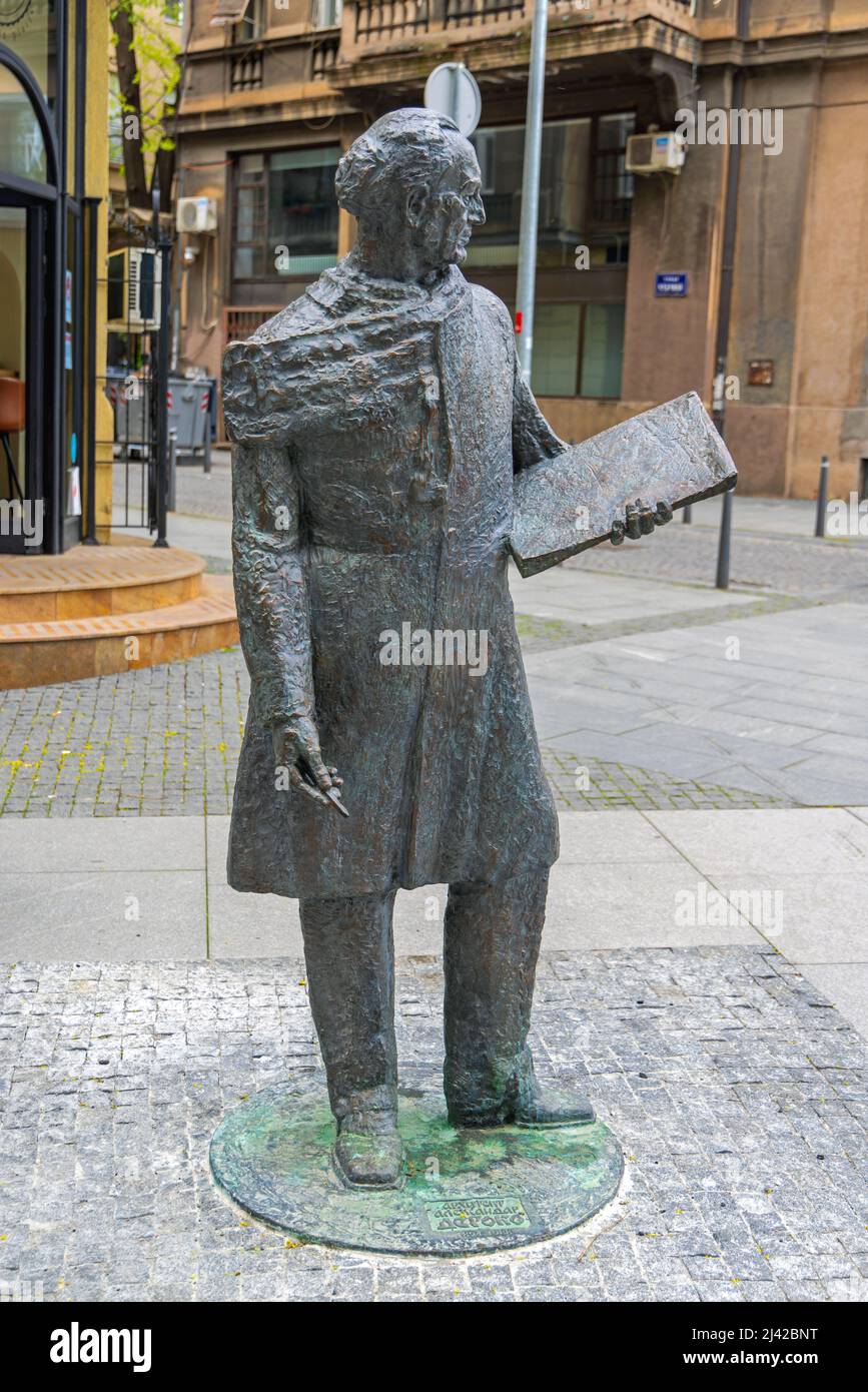 Belgrade, Serbia - April 09, 2022: Bronze Statue of Aleksandar Deroko ...