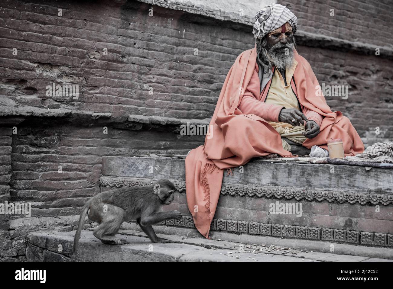 Kathmandu, Nepal- March 20,2022 : Sadhu-Indian Holymen sitting in the ...