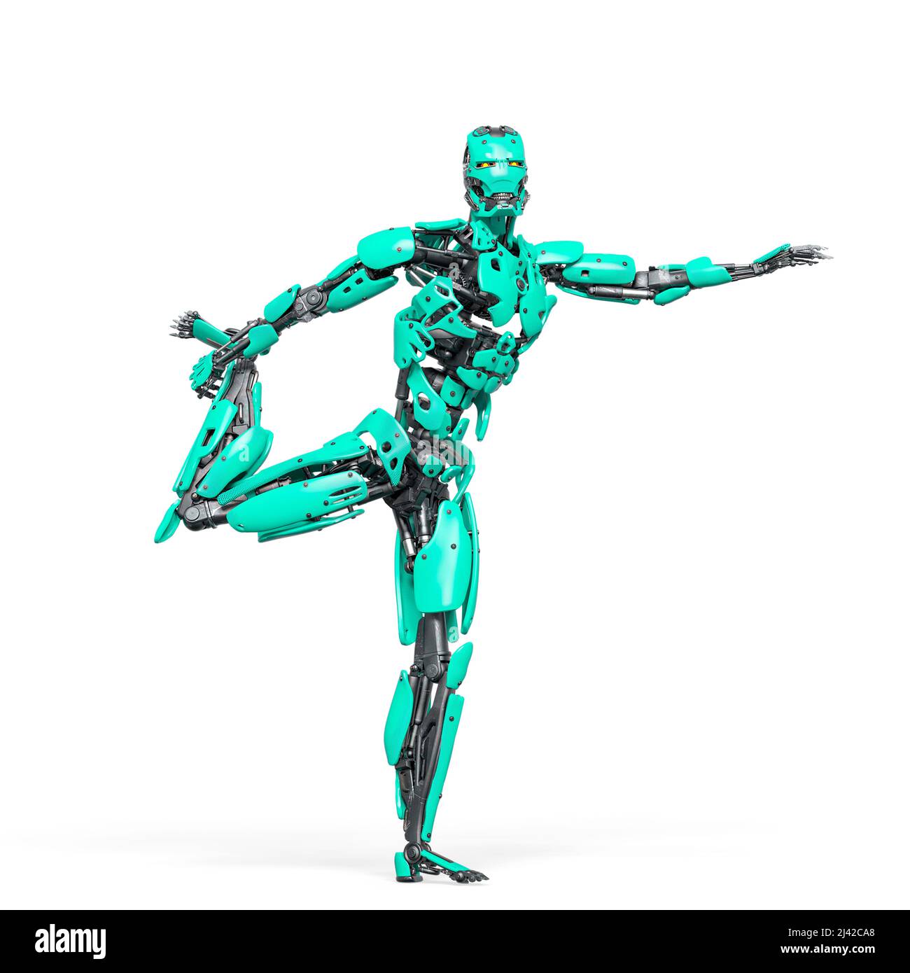 cyborg in stretching before the gym, 3d illustration Stock Photo - Alamy