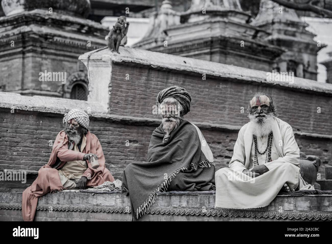 Kathmandu, Nepal- March 20,2022 : Sadhu-Indian Holymen sitting in the ...