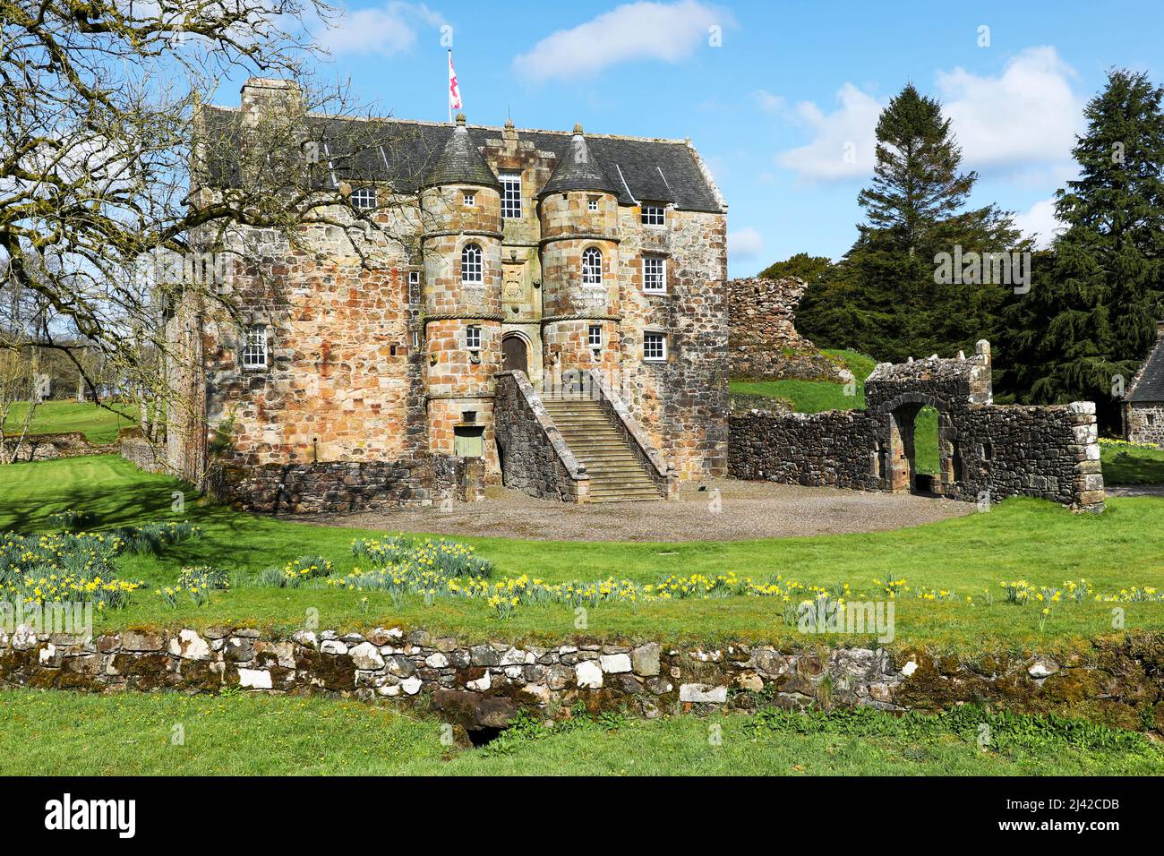 Rowallan Castle, Kilmaurs near Kilmarnock, Ayrshire, Scotland. This ...
