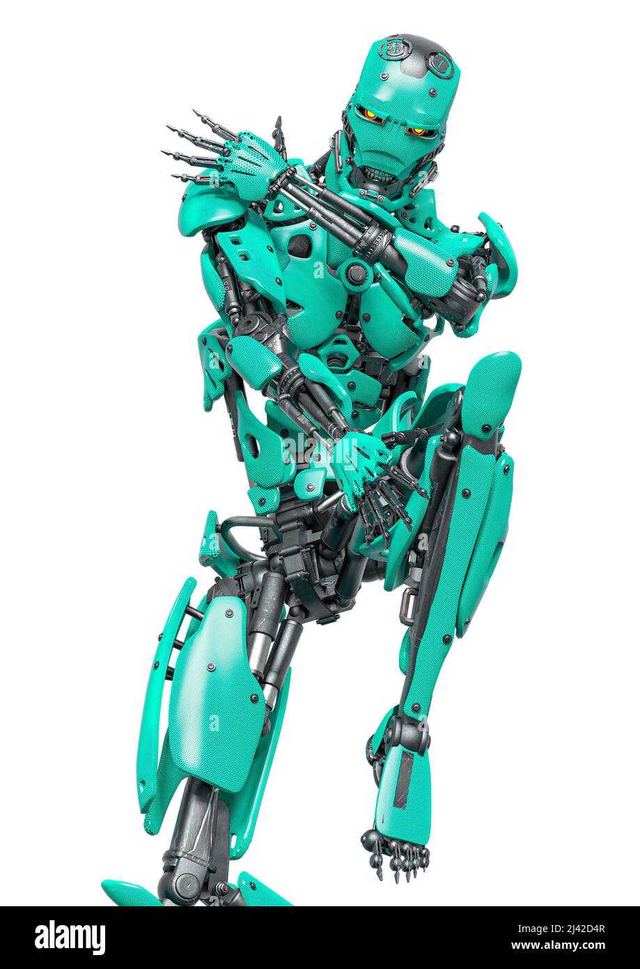 cyborg is doing a hiphop move, 3d illustration Stock Photo - Alamy