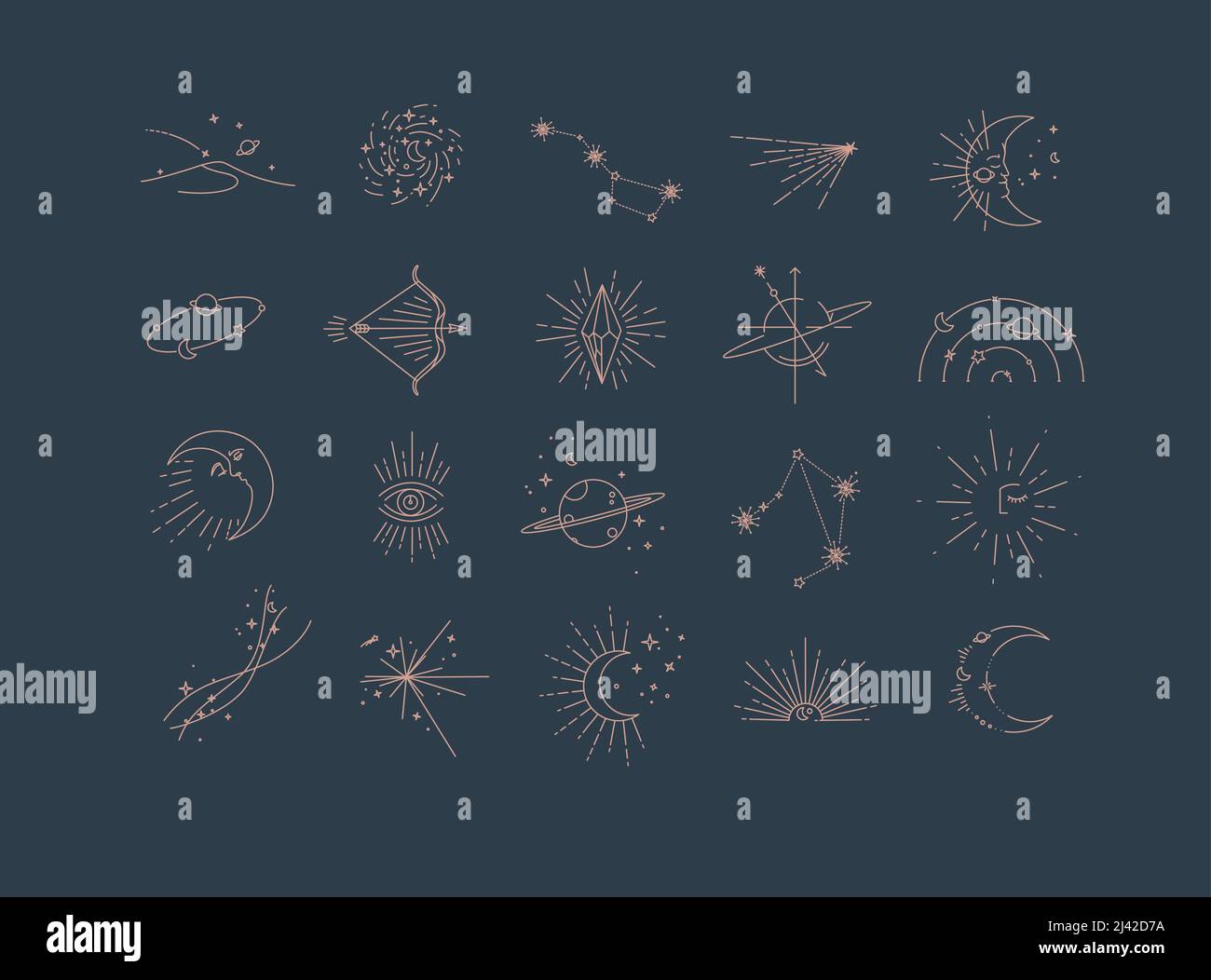 Flat elegance astrology signs landscape, galaxy, constellation, comet ...