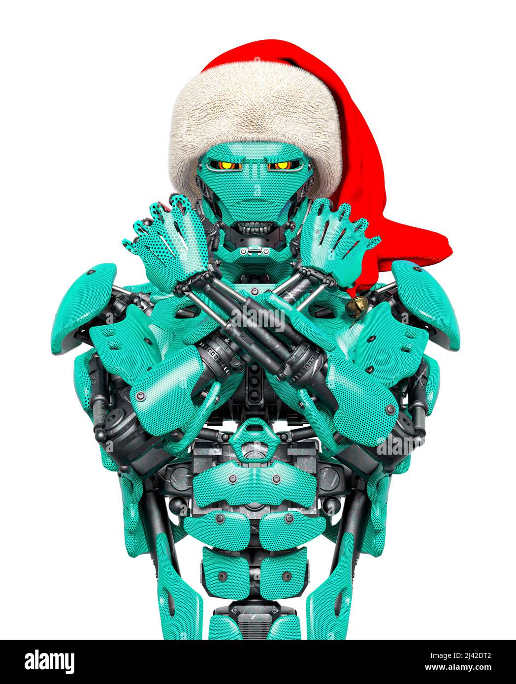 cyborg is the santa and also ready for xmas, 3d illustration Stock ...