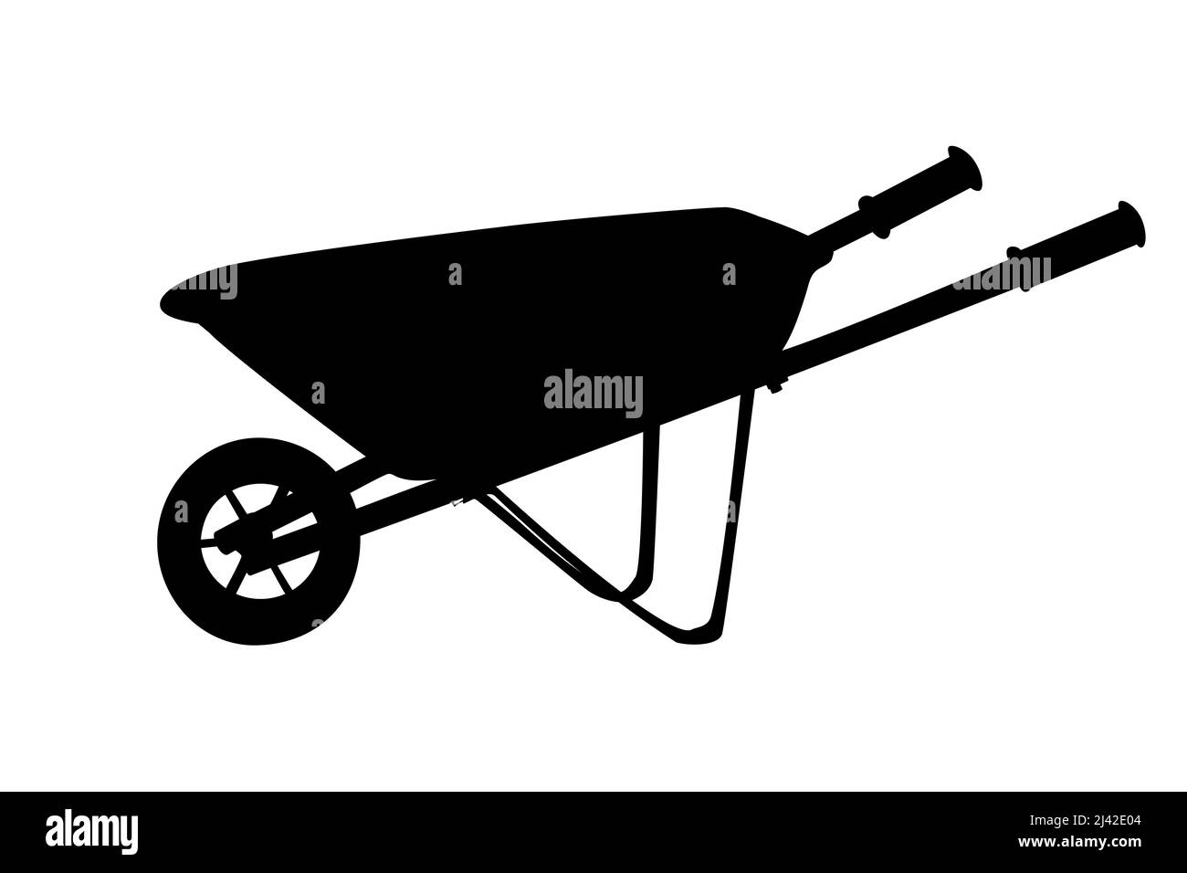 Wheelbarrow silhouette isolated on white background. Garden wheelbarrow ...