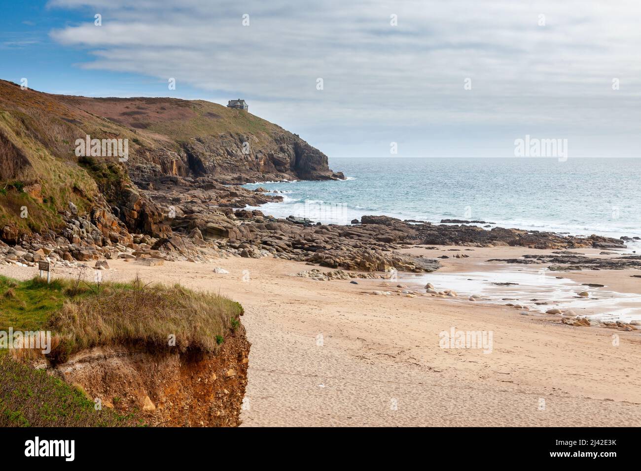Overlooking Praa Sands Beach Cornwall England UK Stock Photo - Alamy