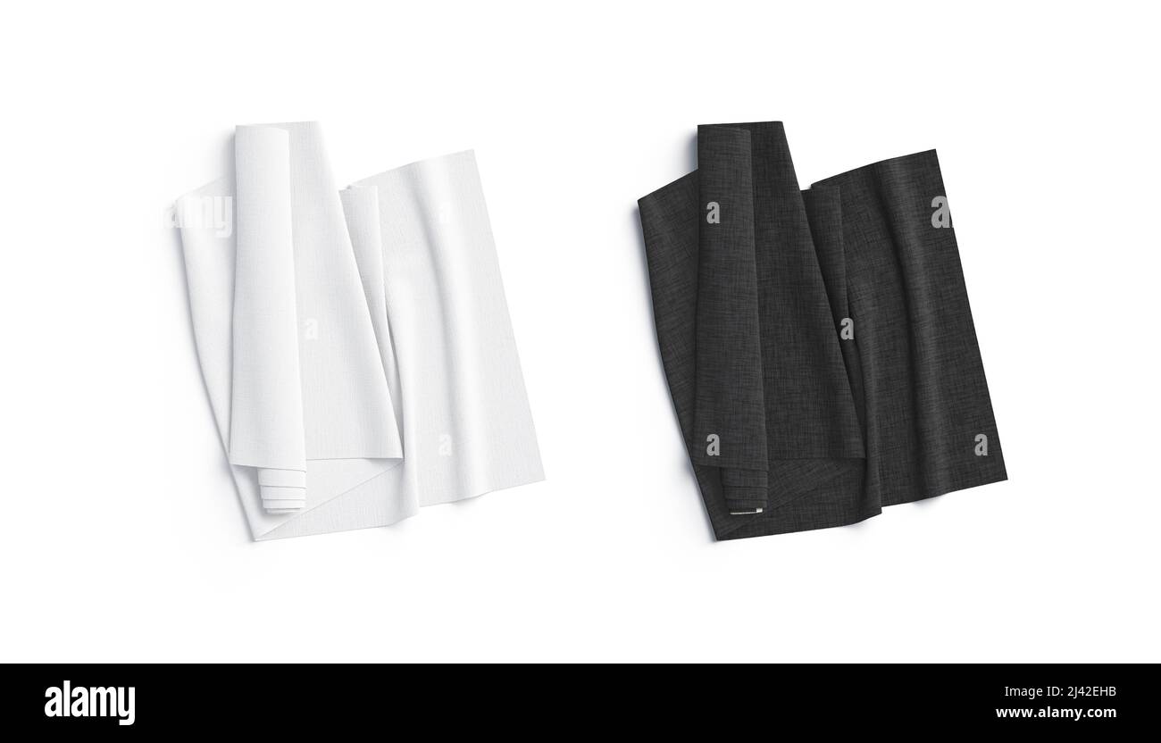 Blank black and white fabric unfolded roll mockup, top view Stock Photo ...