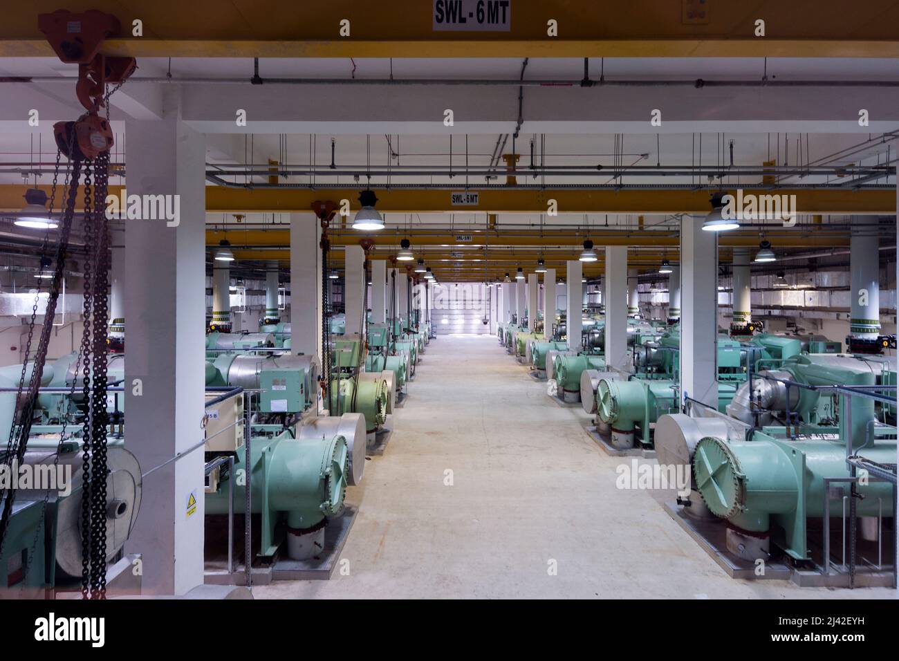 A central view of a district cooling plant machinery hall Stock Photo ...