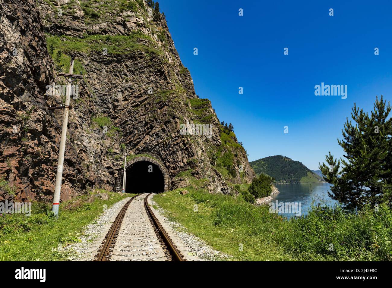 Circum-Baikal Railway. Old railroad tunnel number 34 on the railway ...