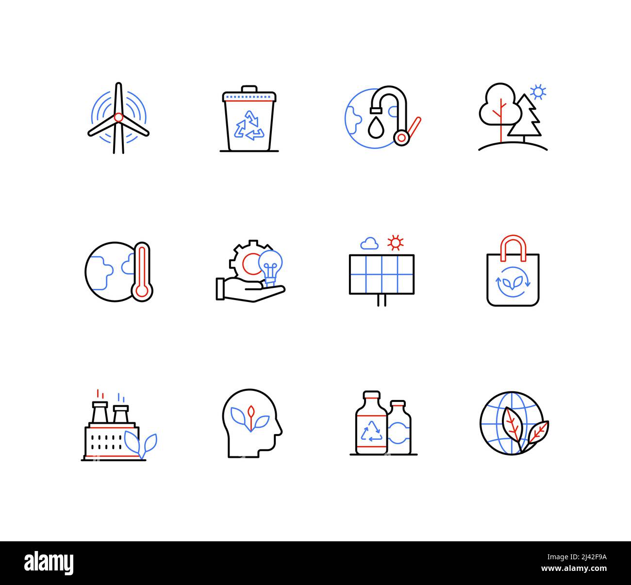 Ecology and alternative energy - line design style icons Stock Vector ...