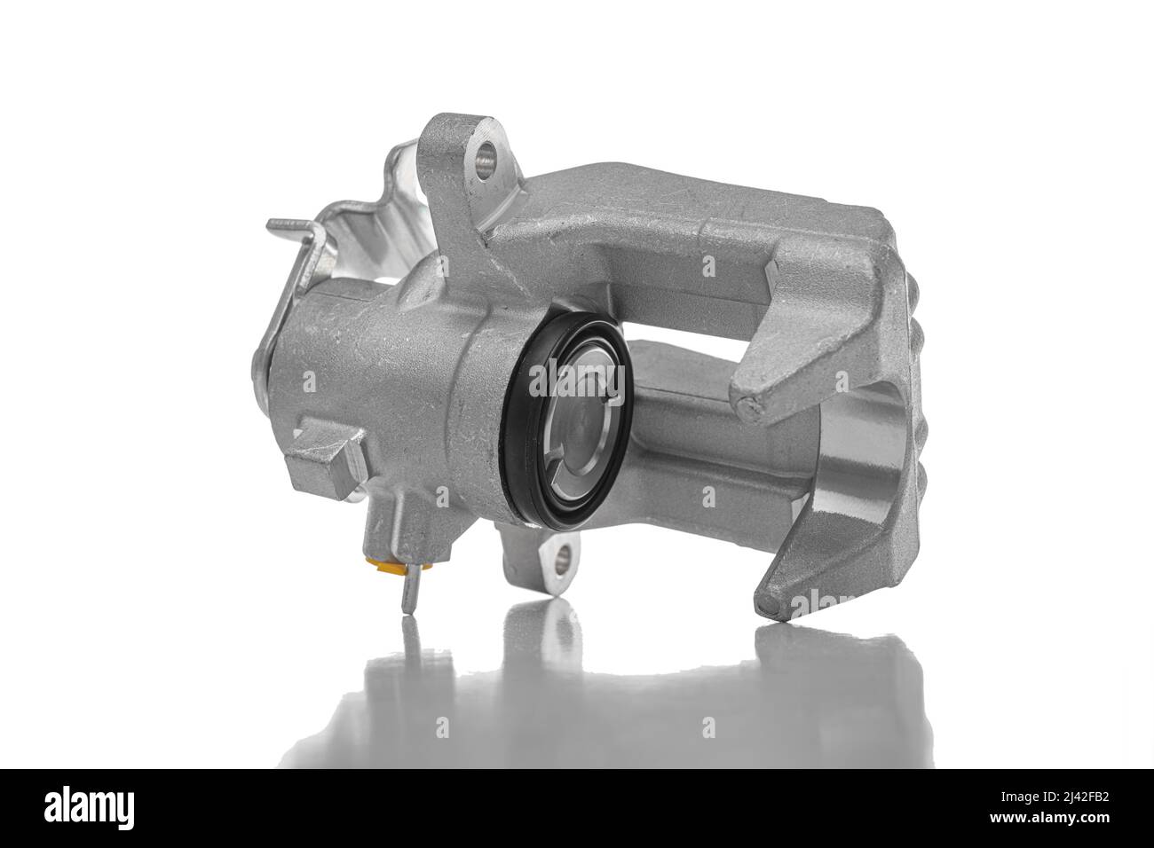 Car rear brake caliper isolated on white background Stock Photo - Alamy