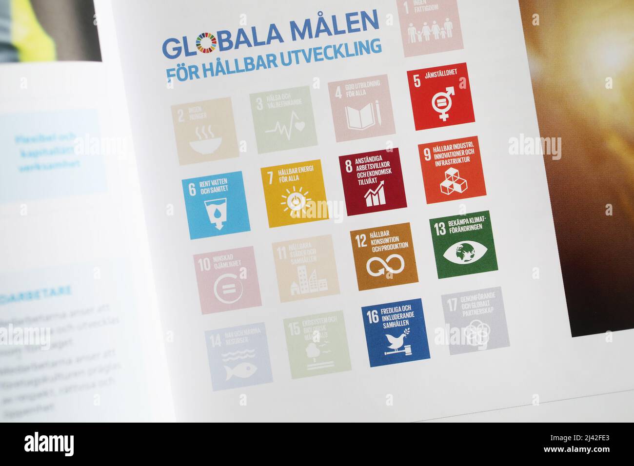 Atlas Copco annual report. Symbols in different colors about the global ...