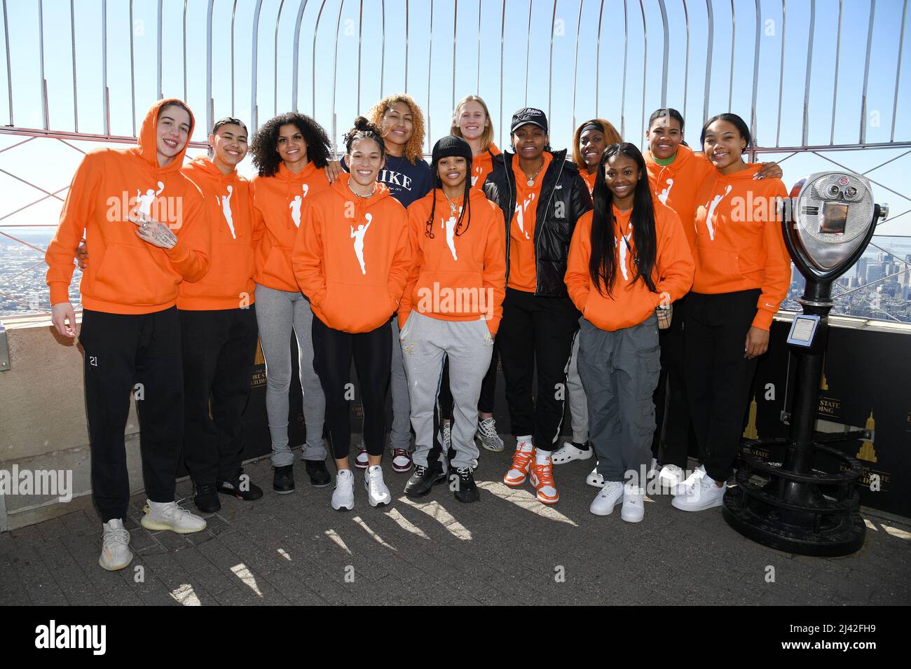 New York, USA. 11th Apr, 2022. Top women's basketball athletes and WNBA ...