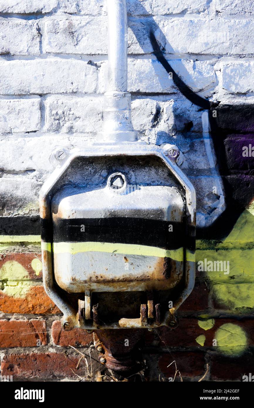 Urban paintings on the wall of a disused wharehouse, Dunkirk harbor ...